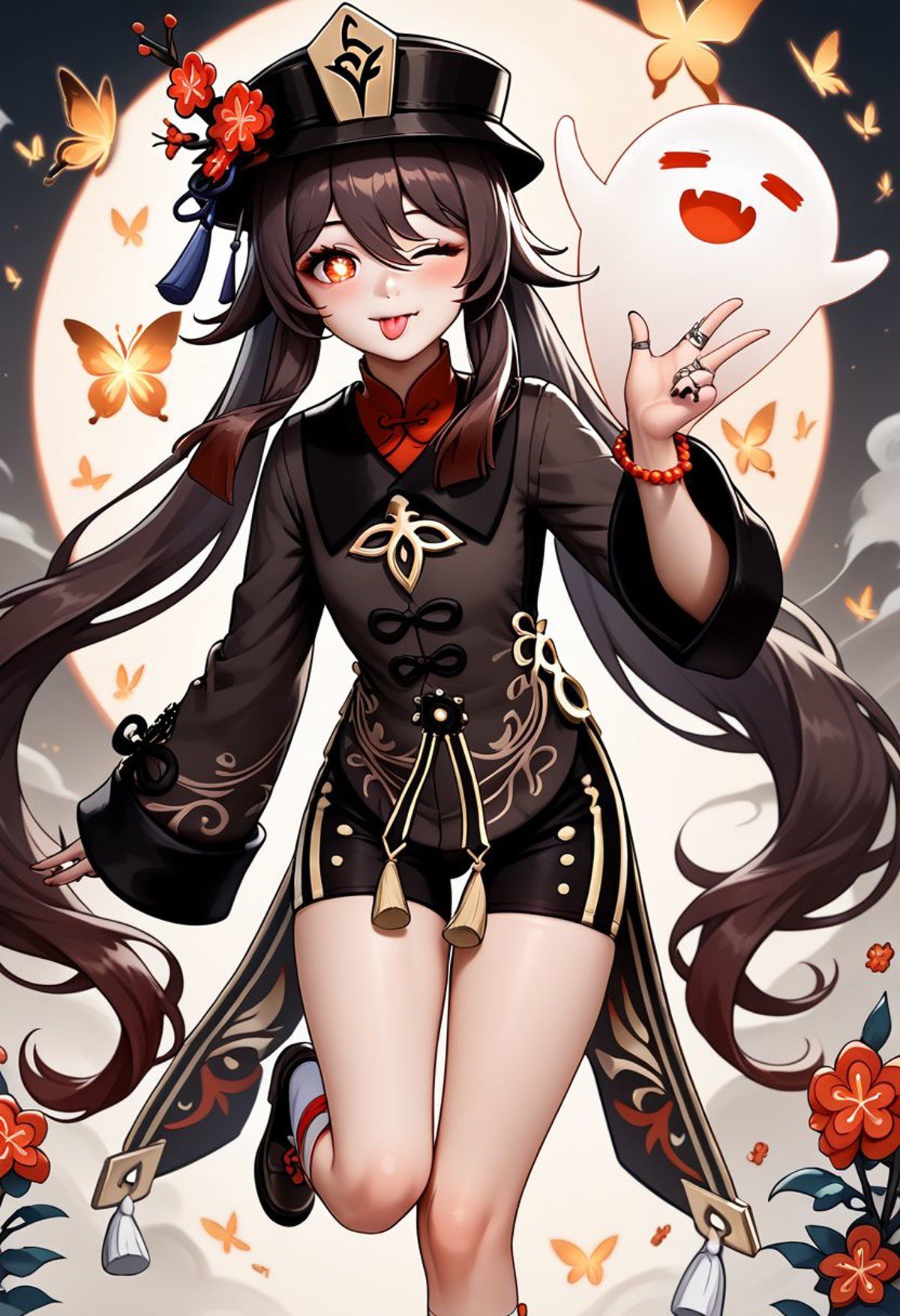 HuTao_DskFll, 1girl, solo, lon | image created by | Tensor.Art