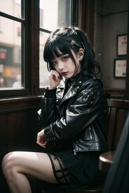 looking at viewer, A goth punk | image created by | Tensor.Art