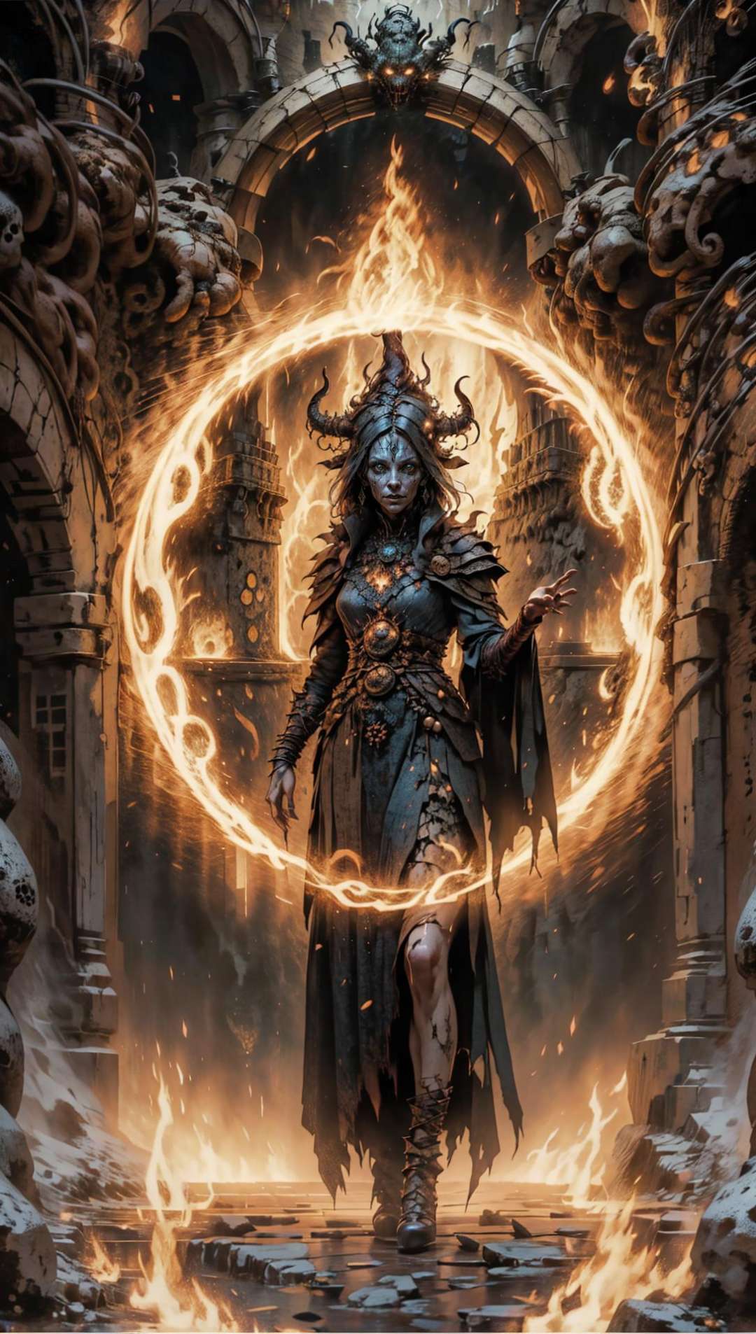 evil Sorceress standing by a d | image created by | Tensor.Art