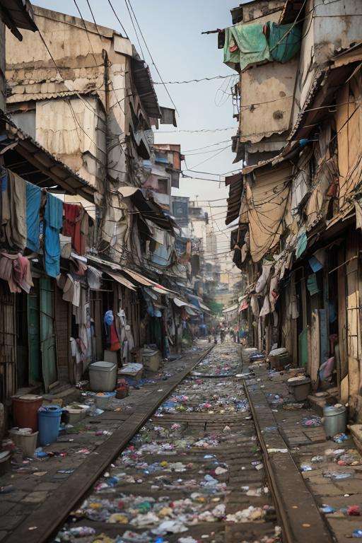 alley, slumparea full of trash | image created by | Tensor.Art