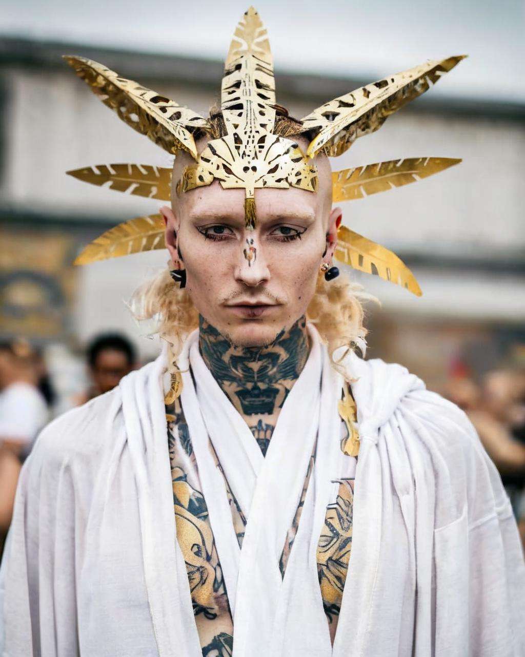 a man in a white robe and a go | image created by | Tensor.Art