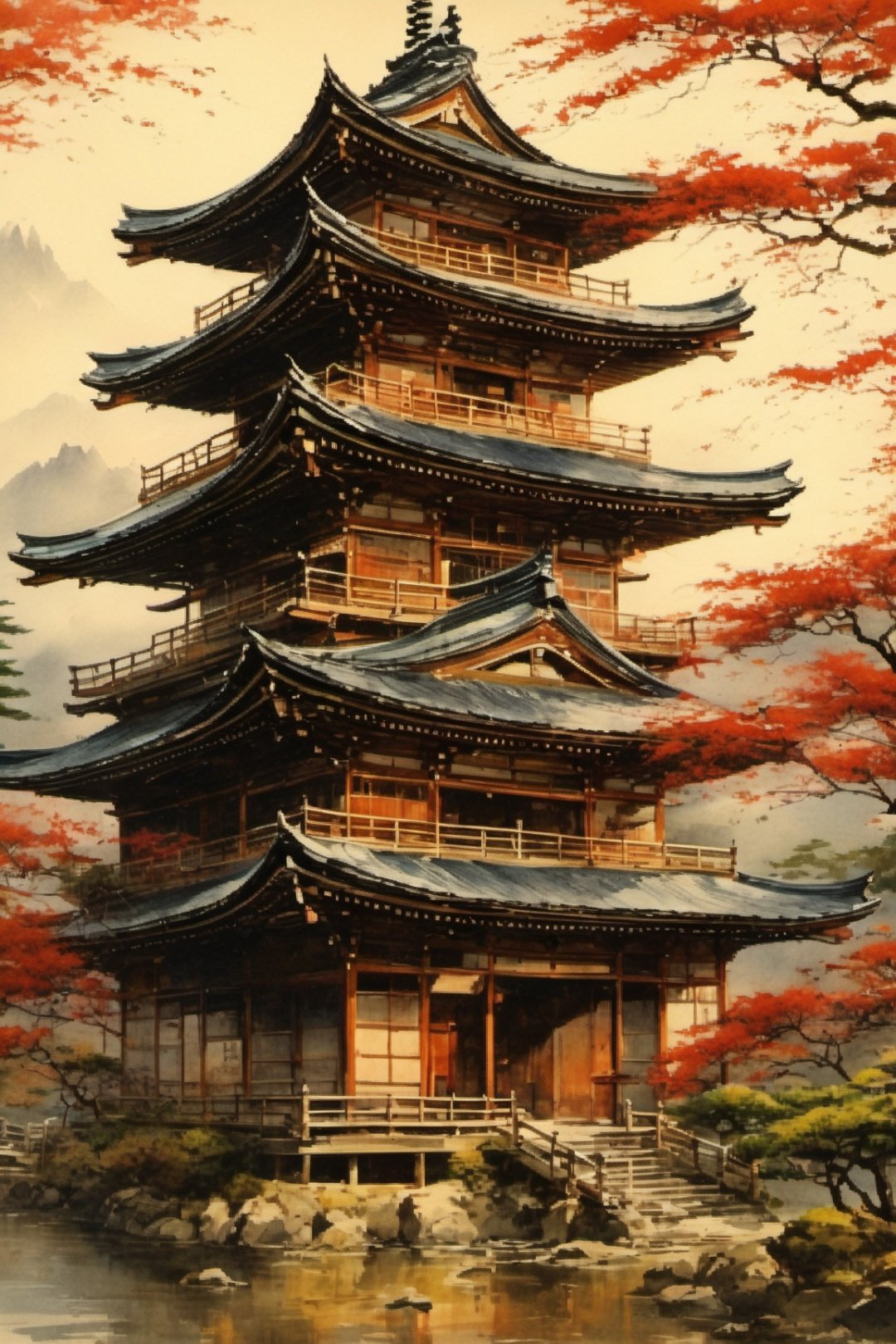 japanese art, old japan buldin | image created by | Tensor.Art