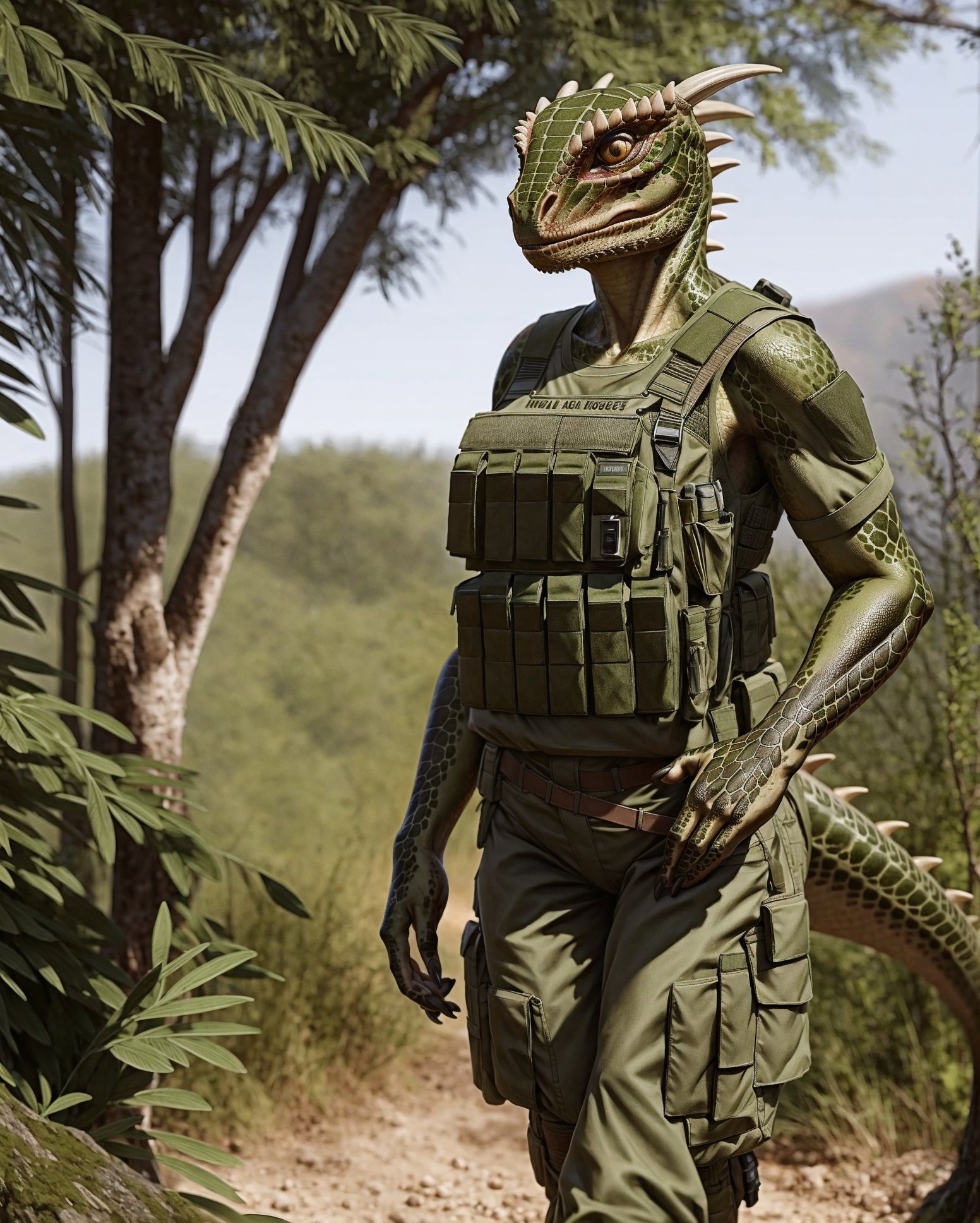 anthro, argonian, solo, female | image created by | Tensor.Art