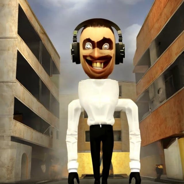 cartoon man with headphones on | image created by | Tensor.Art