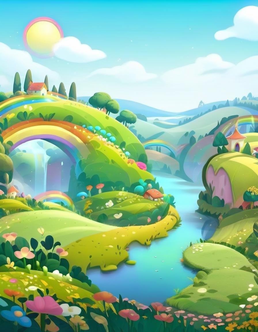 Fairy Tale Meadow: Rolling hil | image created by | Tensor.Art