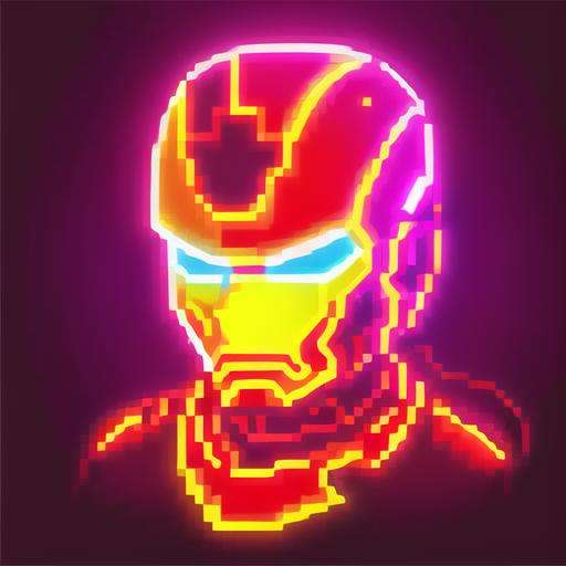 Iron Man,logo,icon,neon light, | image created by | Tensor.Art