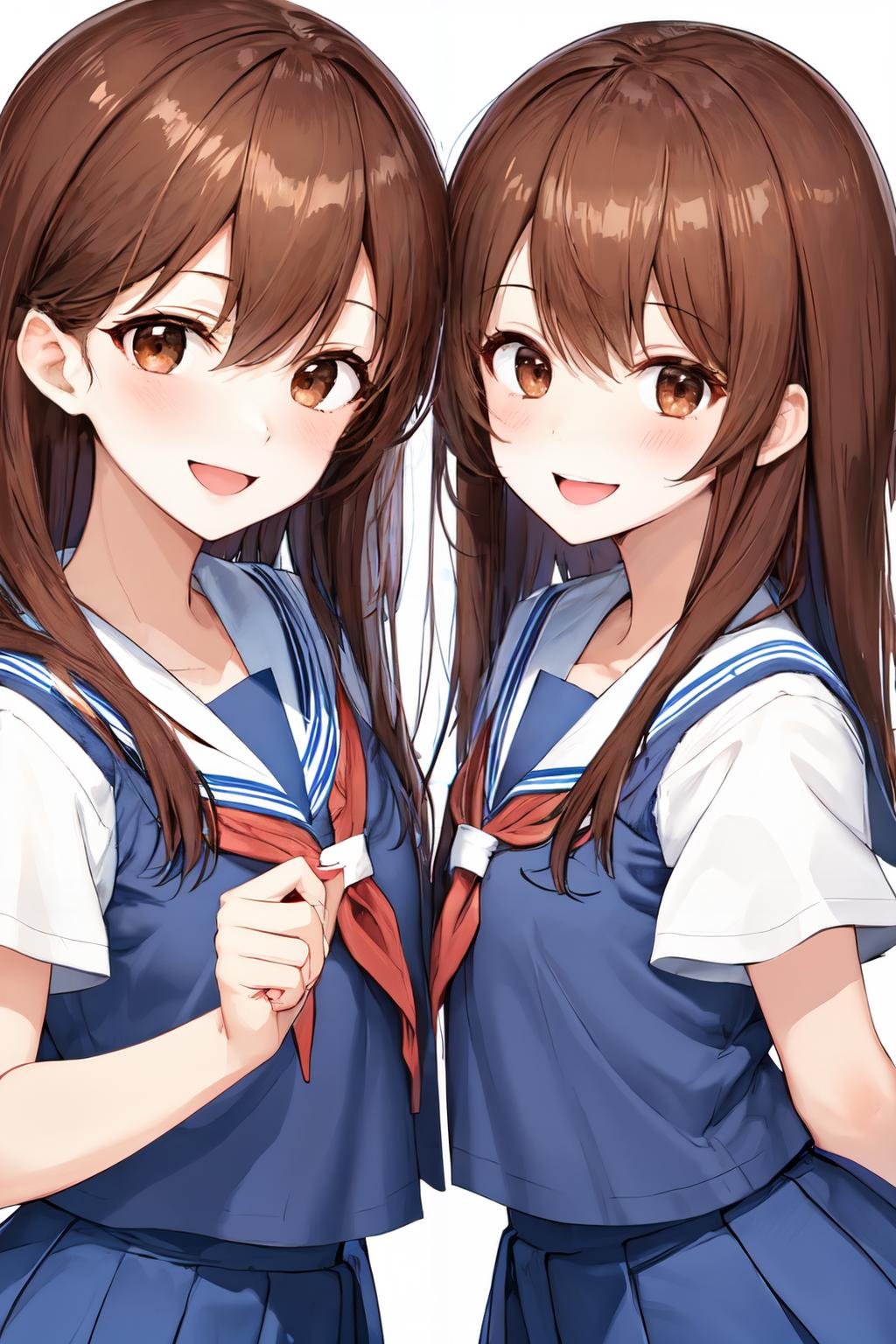 clonealike, 2girls, brown hair | image created by | Tensor.Art