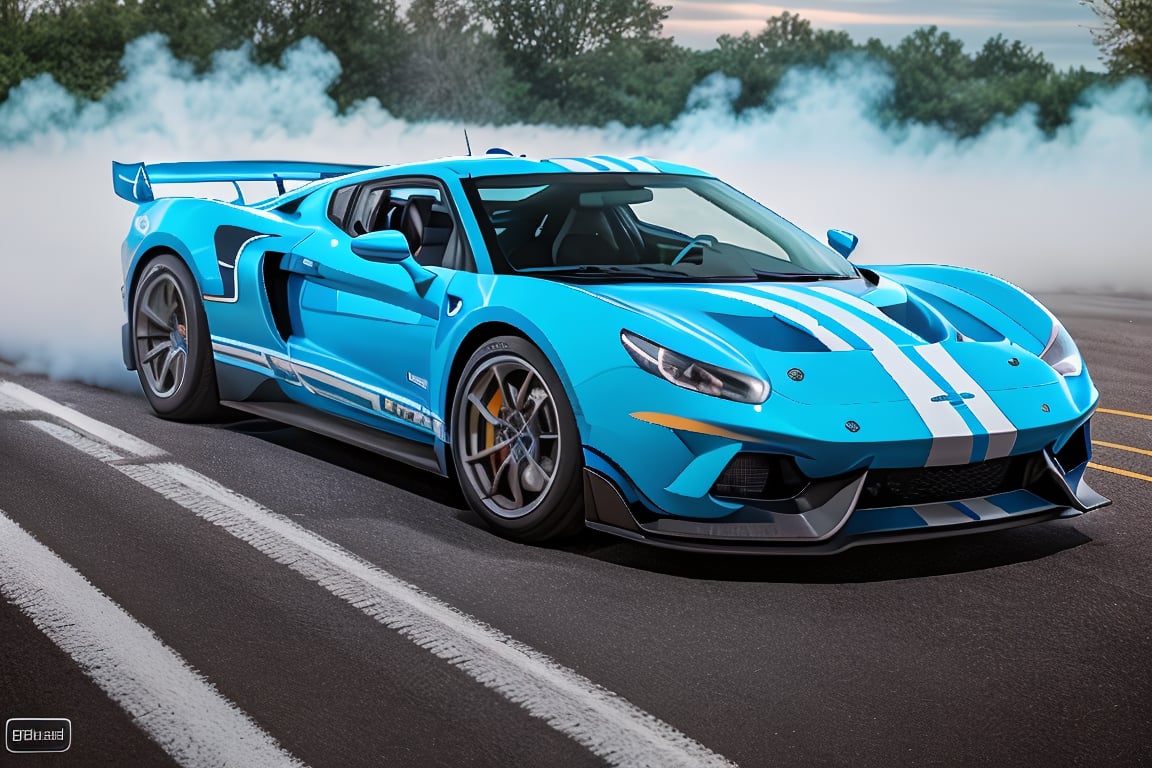 blue GT40_MKII, white rally st | image created by | Tensor.Art