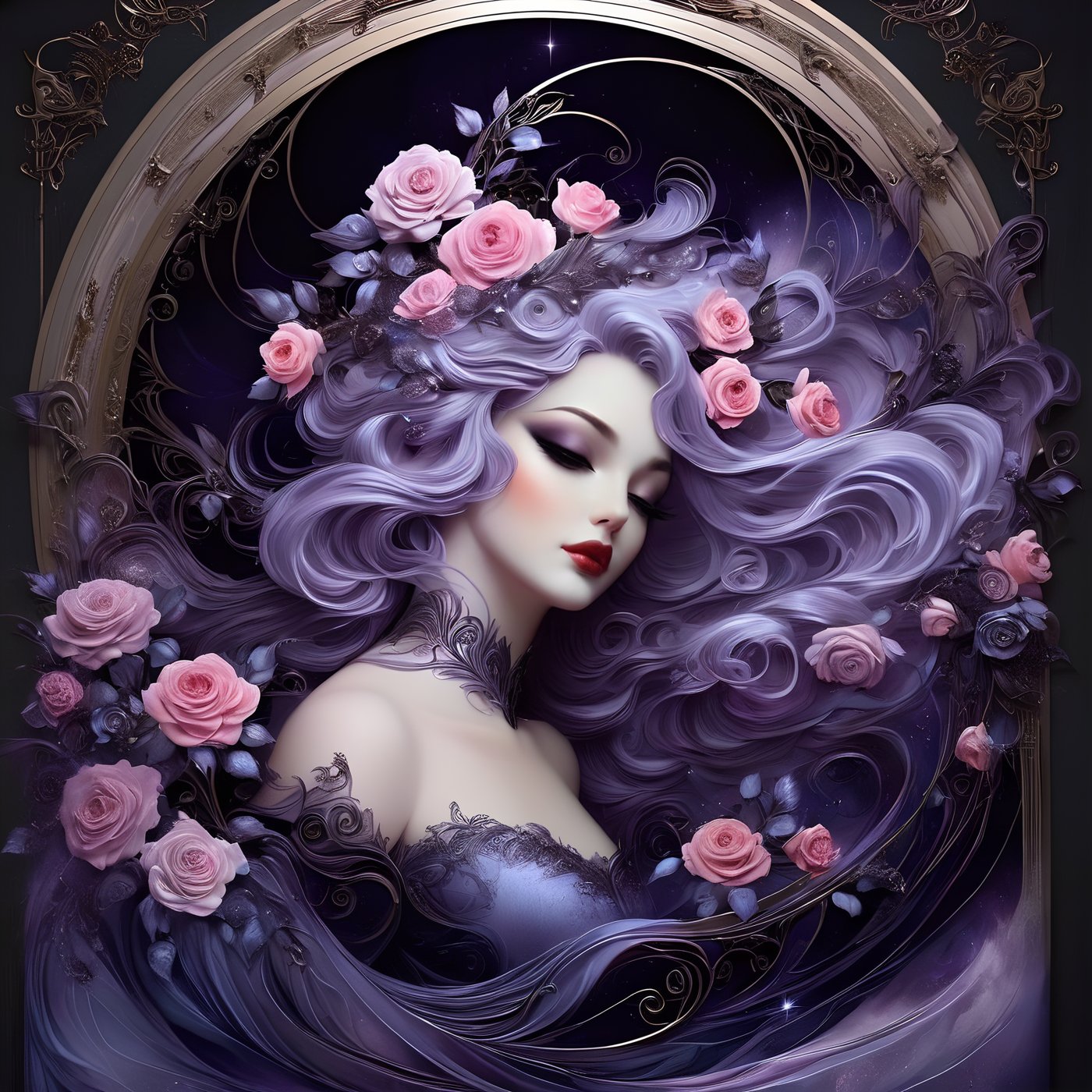 Gothic fairytale, paint flow, | image created by | Tensor.Art