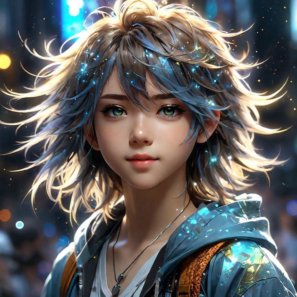 Shoulder length messy long shi | image created by | Tensor.Art