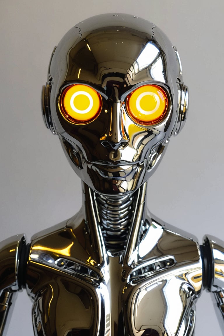 polished chrome humanoid with | image created by | Tensor.Art
