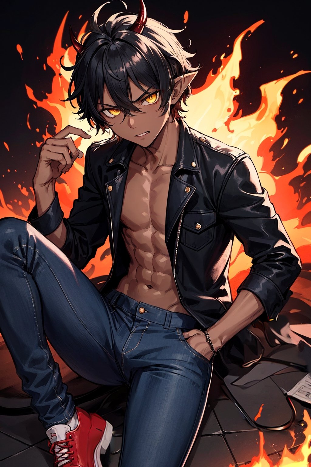 Burning demon | image created by K_Hal_92 | Tensor.Art