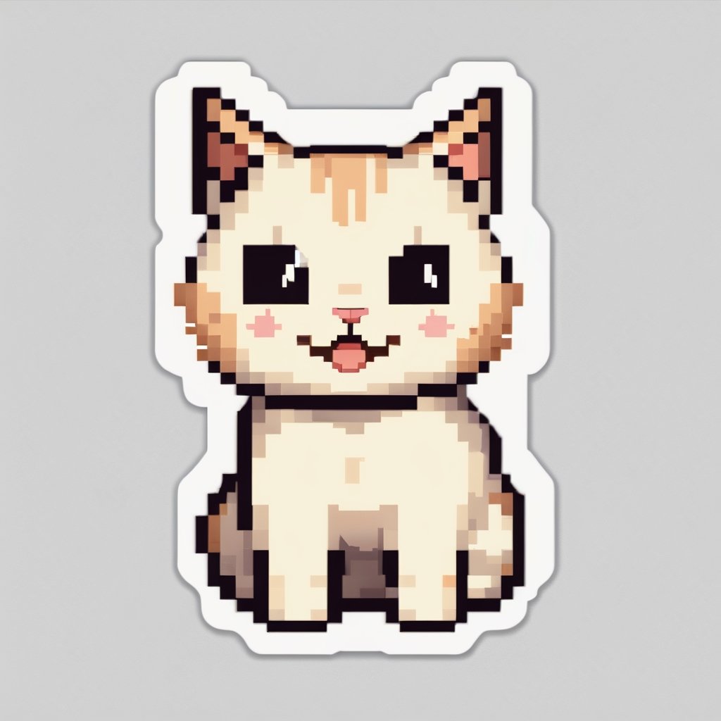 a CUTE CAT smile STICKER ,pixe | image created by nocor1i8 | Tensor.Art