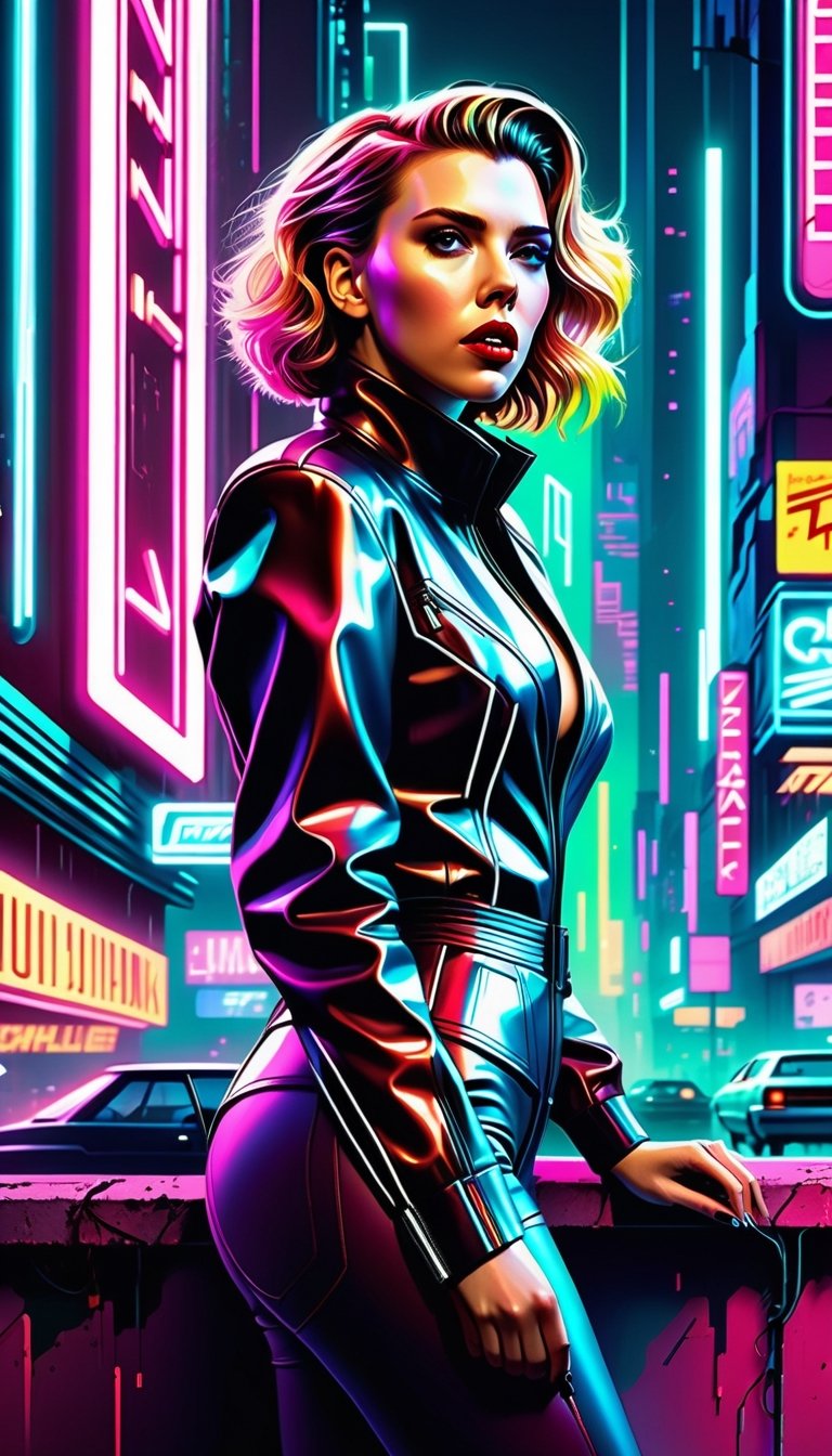 Amidst the neon chaos of an '8 | image created by SimX0791 | Tensor.Art