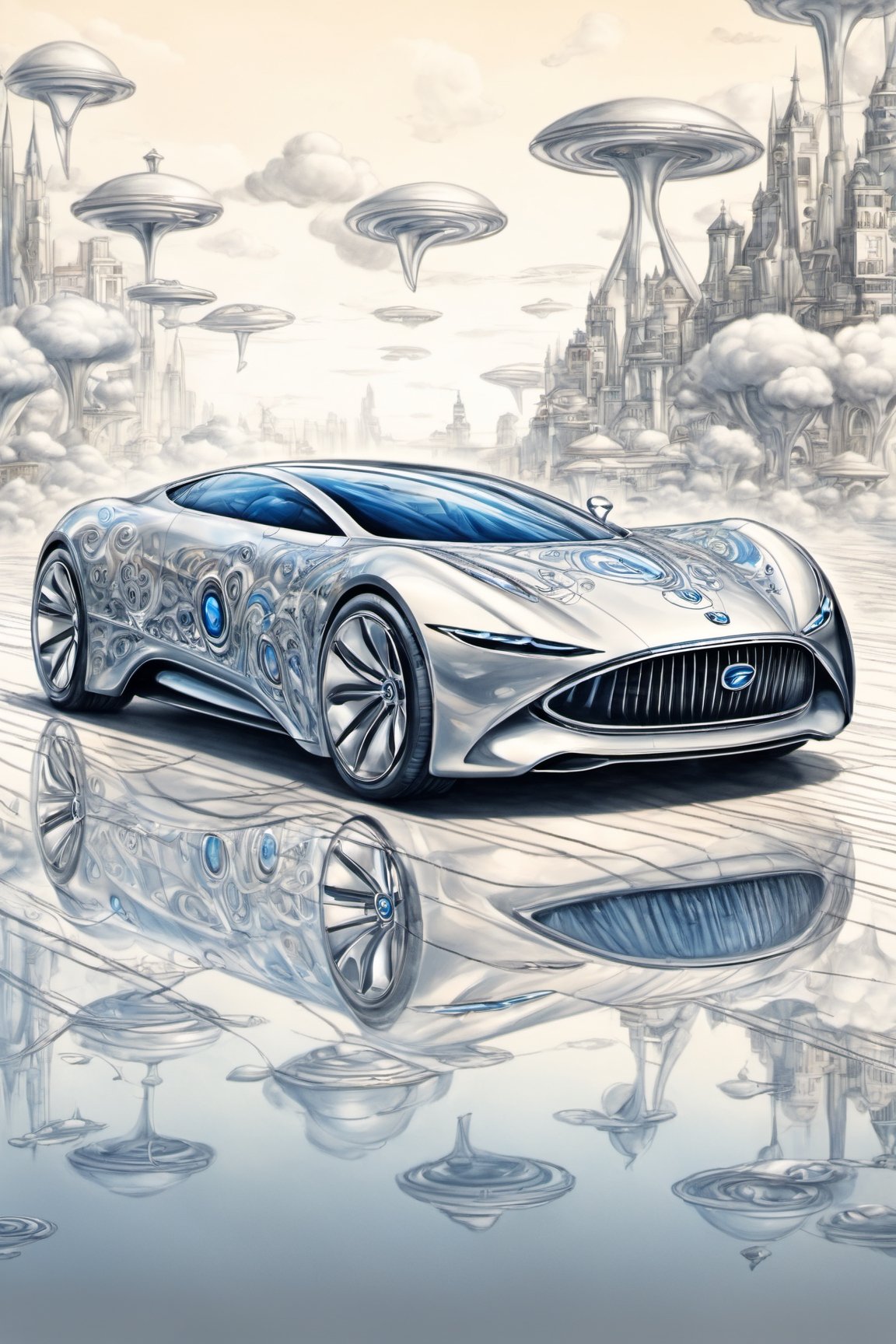 Drawing of Fantasy Car in the | image created by miramura101 | Tensor.Art
