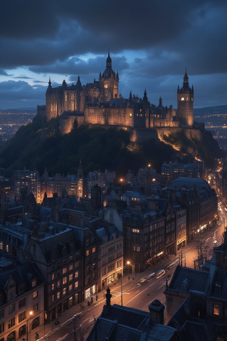 Edinburgh Castle at night | image created by miramura101 | Tensor.Art