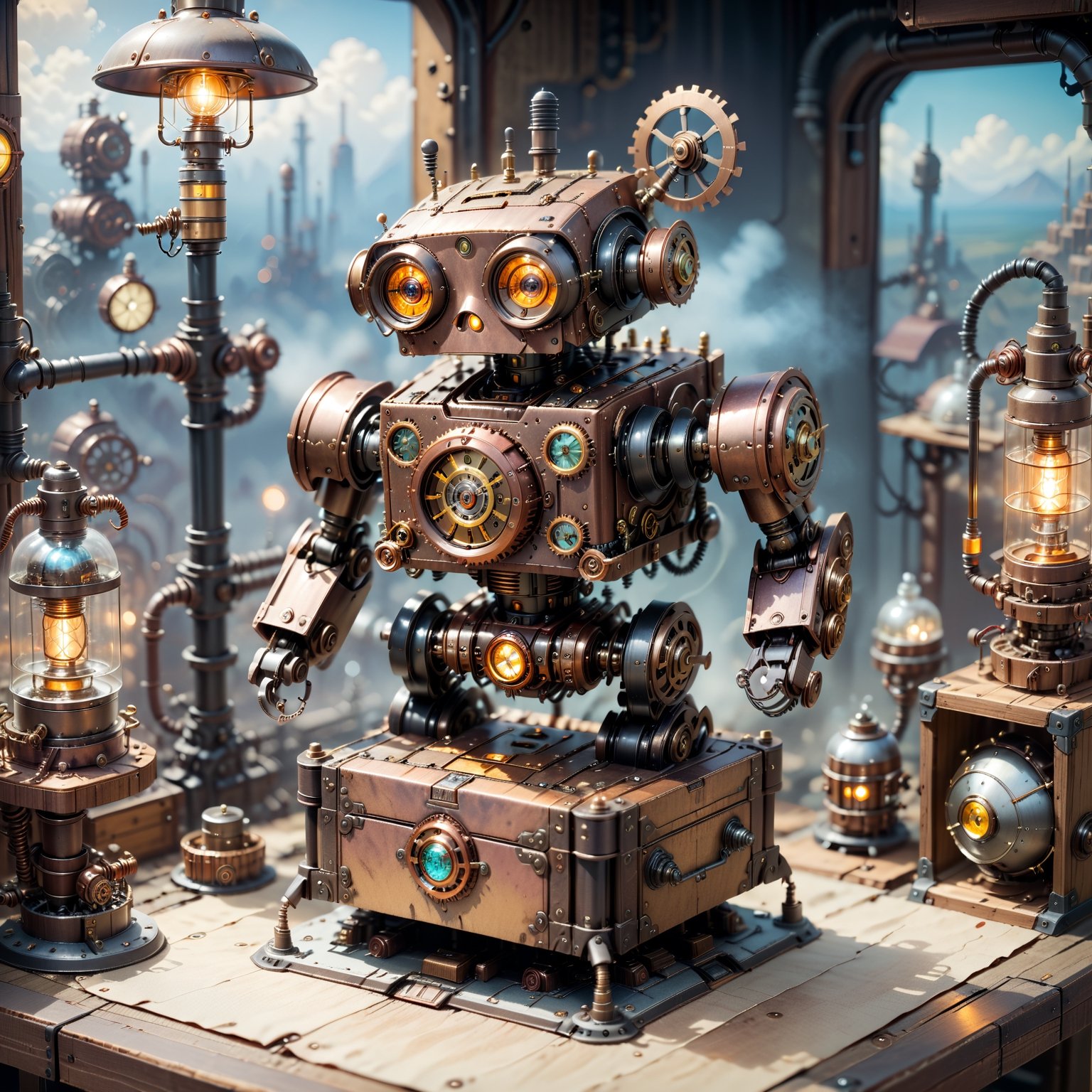 Steampunk Mini-Robot | image created by miramura101 | Tensor.Art