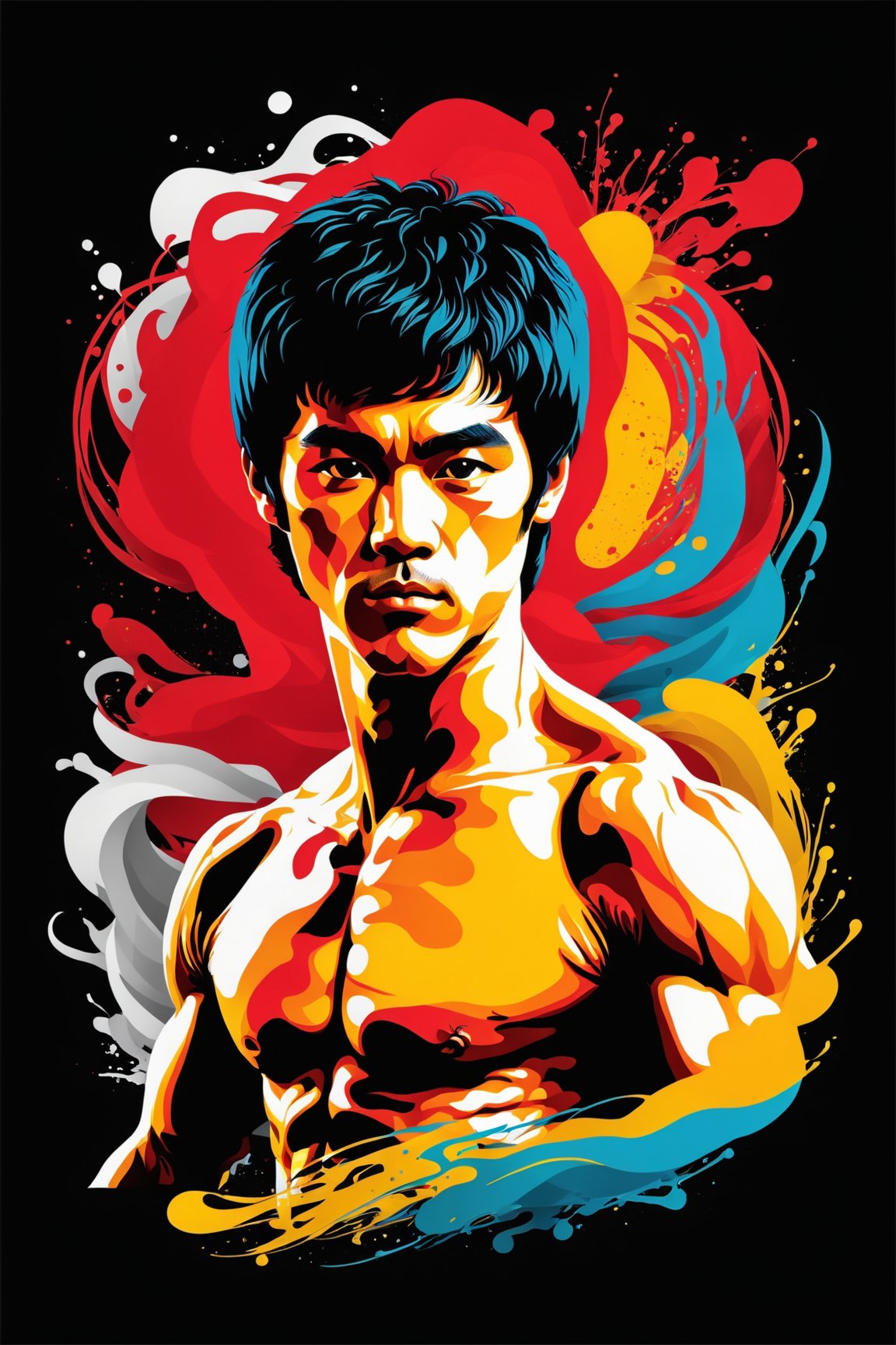 The Bruce Lee poster, symetric | image created by Kenpage | Tensor.Art
