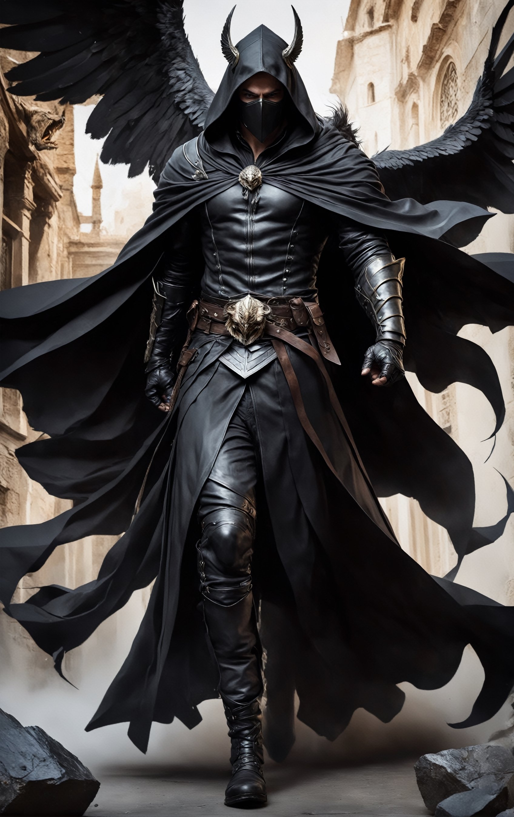 angelic warrior in a black clo | image created by Wiechutoja | Tensor.Art