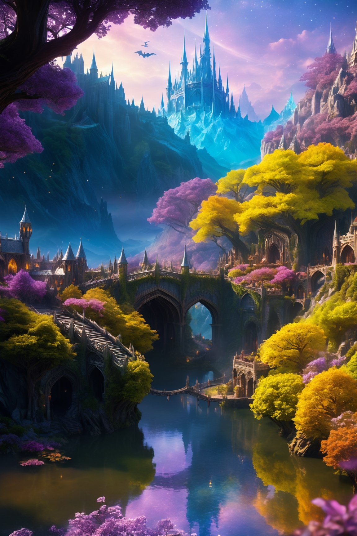 Elven Citadel: Majestic Elven | image created by Ollmer | Tensor.Art