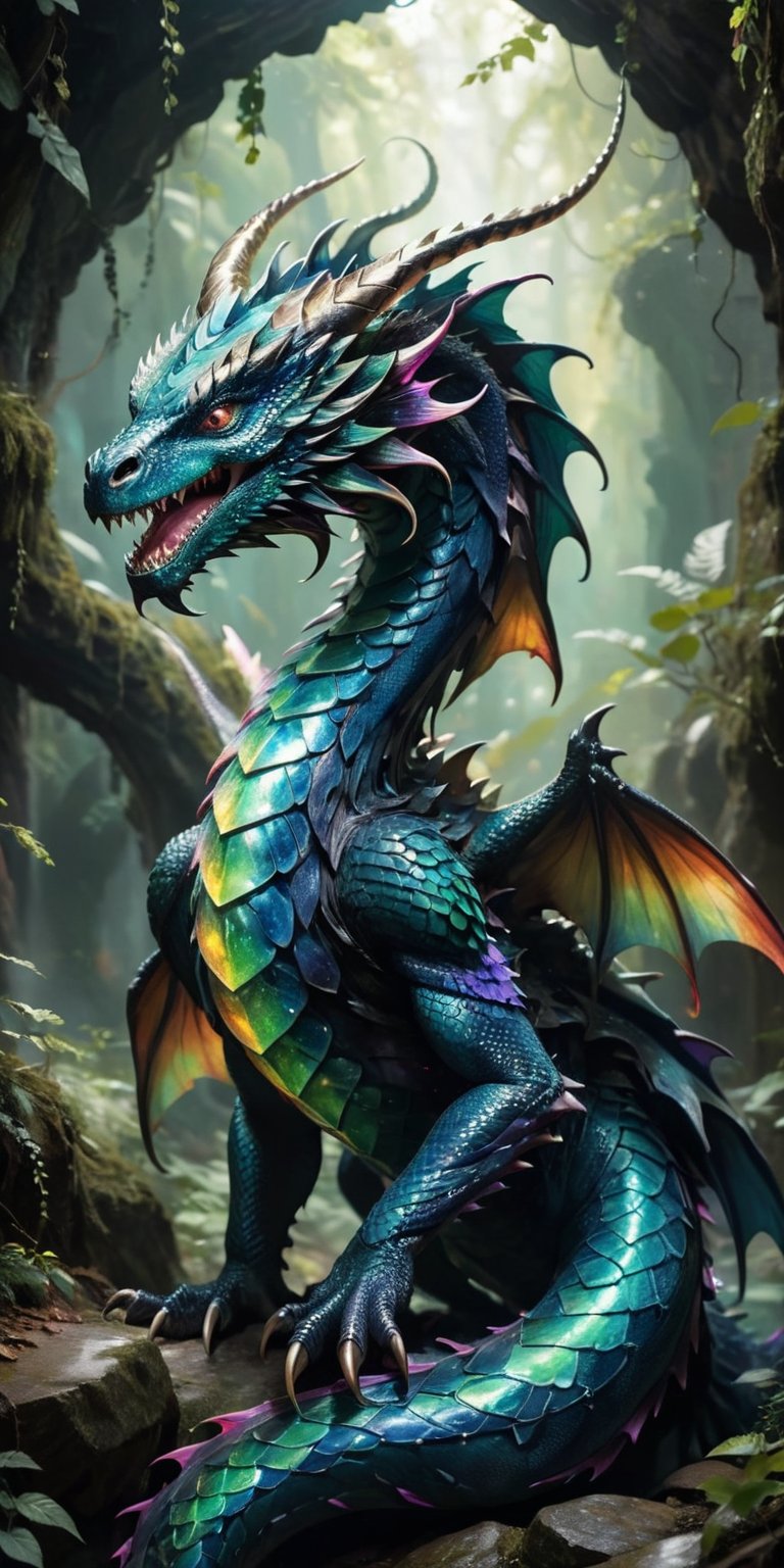 A serpentine dragon with iride | image created by Caption Master ...