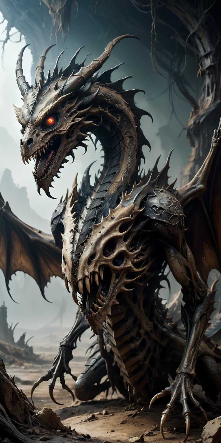A grotesque dragon with twiste | image created by Caption Master ...