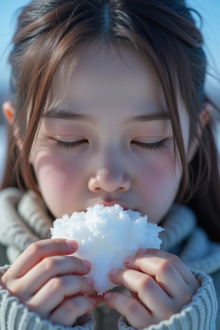 Girl biting ice | image created by user_617258676985691651 | Tensor.Art