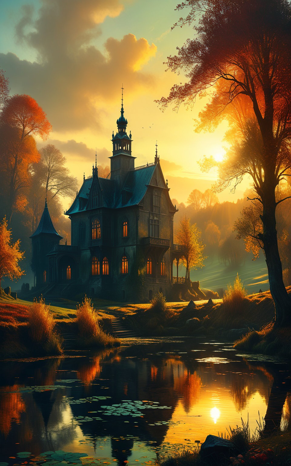 gothic style mansion (masterpi | image created by Jozz | Tensor.Art