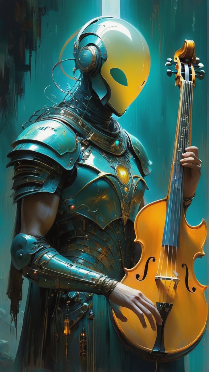 A futuristic entity playing an | image created by Talhax5 | Tensor.Art