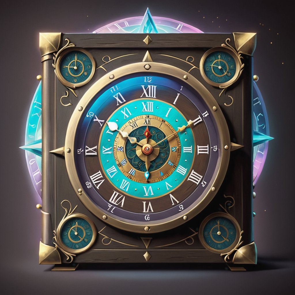 book of time, time clock, game | image created by AuroraSpiro | Tensor.Art