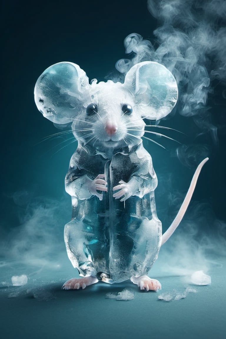 a mouse,ice, smoke | image created by Volna | Tensor.Art