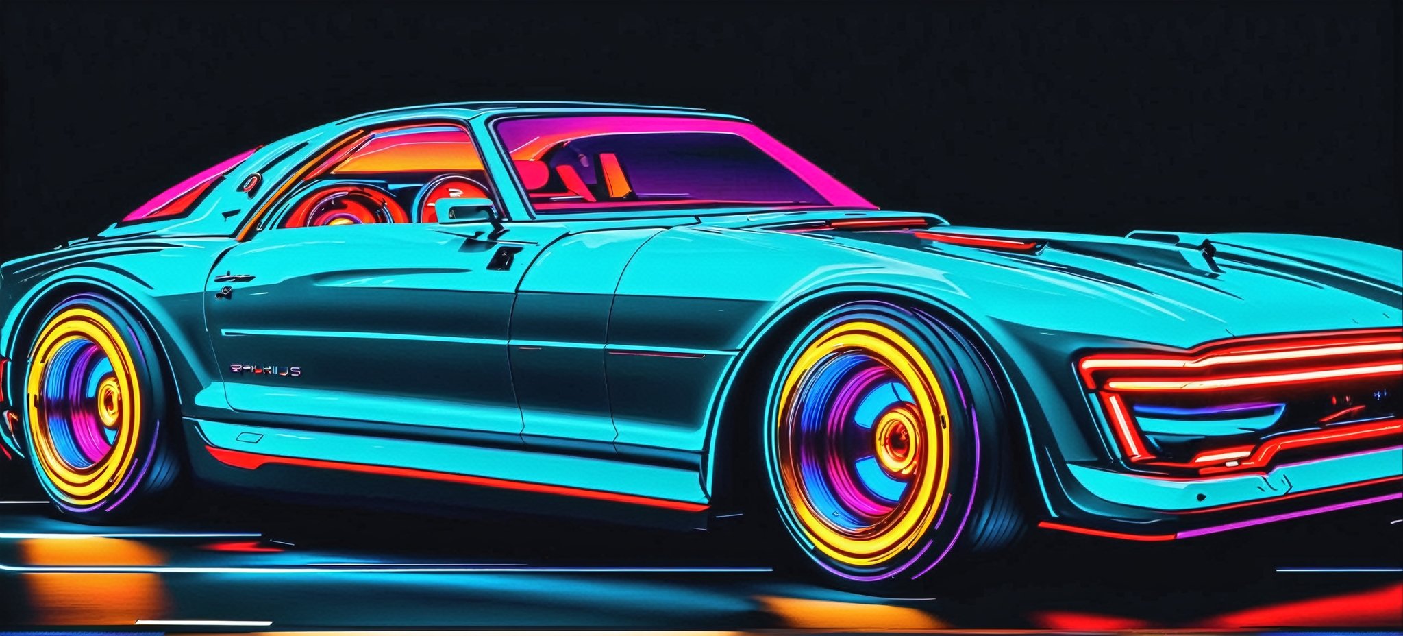 Retro neon car art. | image created by 🆂🅸🅶🅼🅰 🅰🅸 🅰🆁🆃 | Tensor.Art