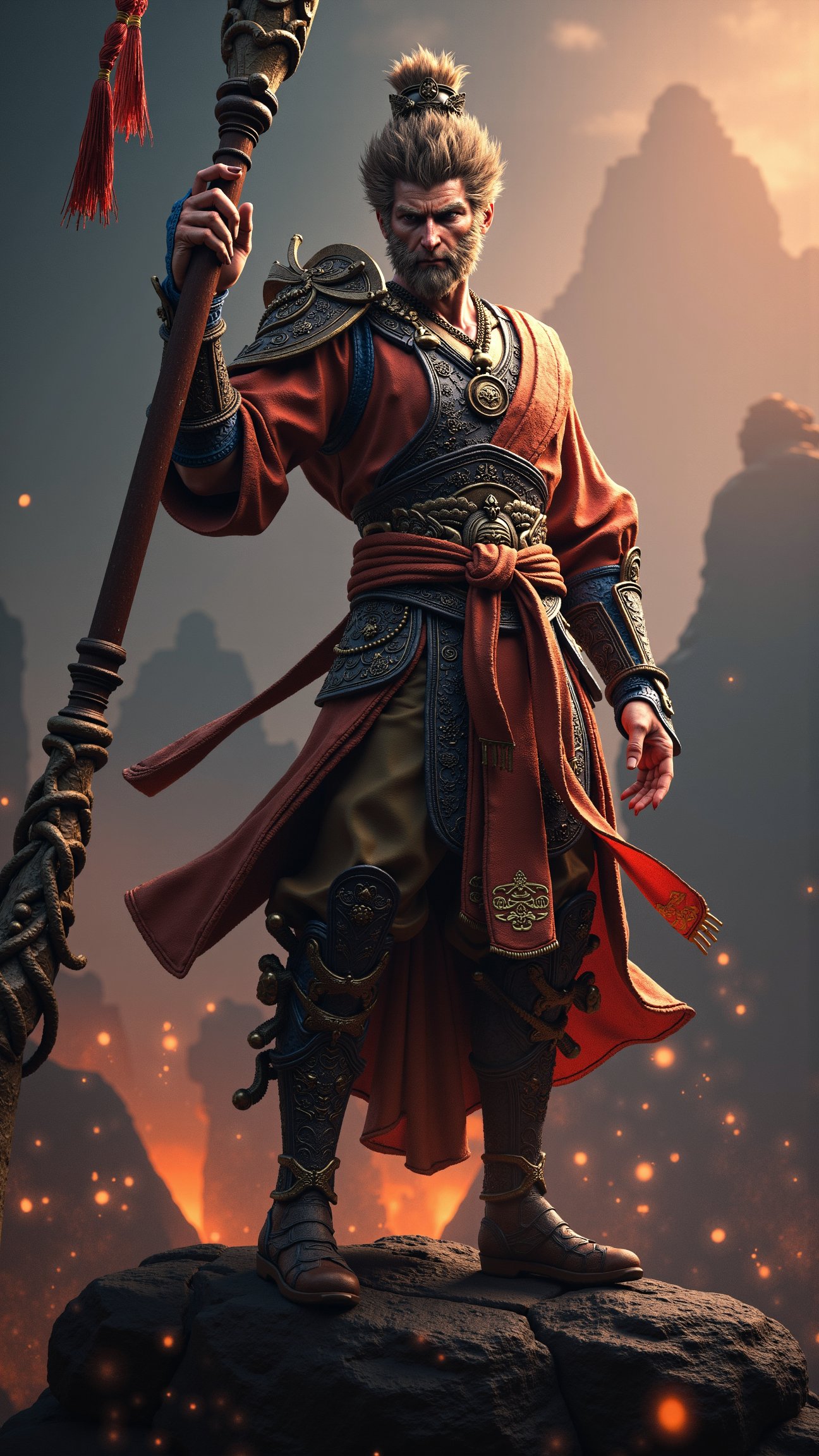 Wukong wields the mythic long | image created by ChugAx | Tensor.Art