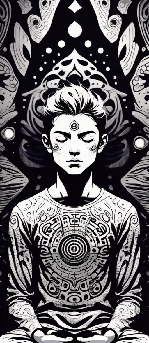 A young person meditating in a | image created by o13d | Tensor.Art