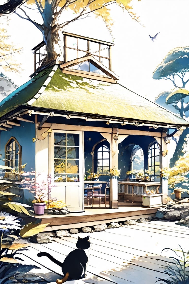 (((1cat))) in an veranda inter | image created by shu_mohe44 | Tensor.Art