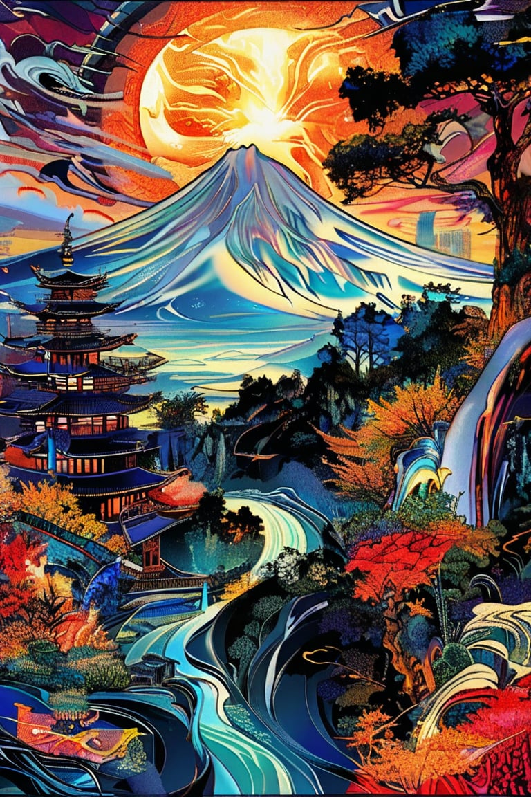 (Esoteric landscape of Hokusai | image created by TracQuoc | Tensor.Art