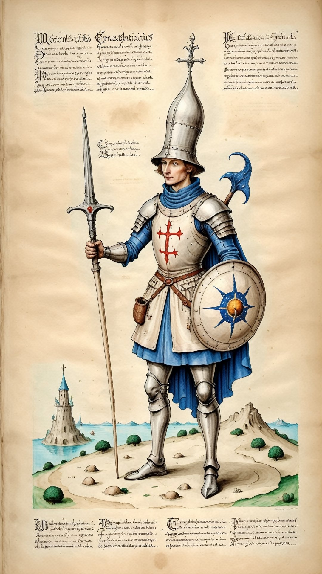 illustrations medieval soldier | image created by Gato_Roboto | Tensor.Art