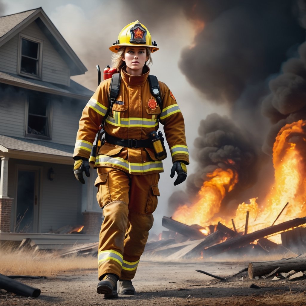 Firefighting beauty | image created by JenMan | Tensor.Art