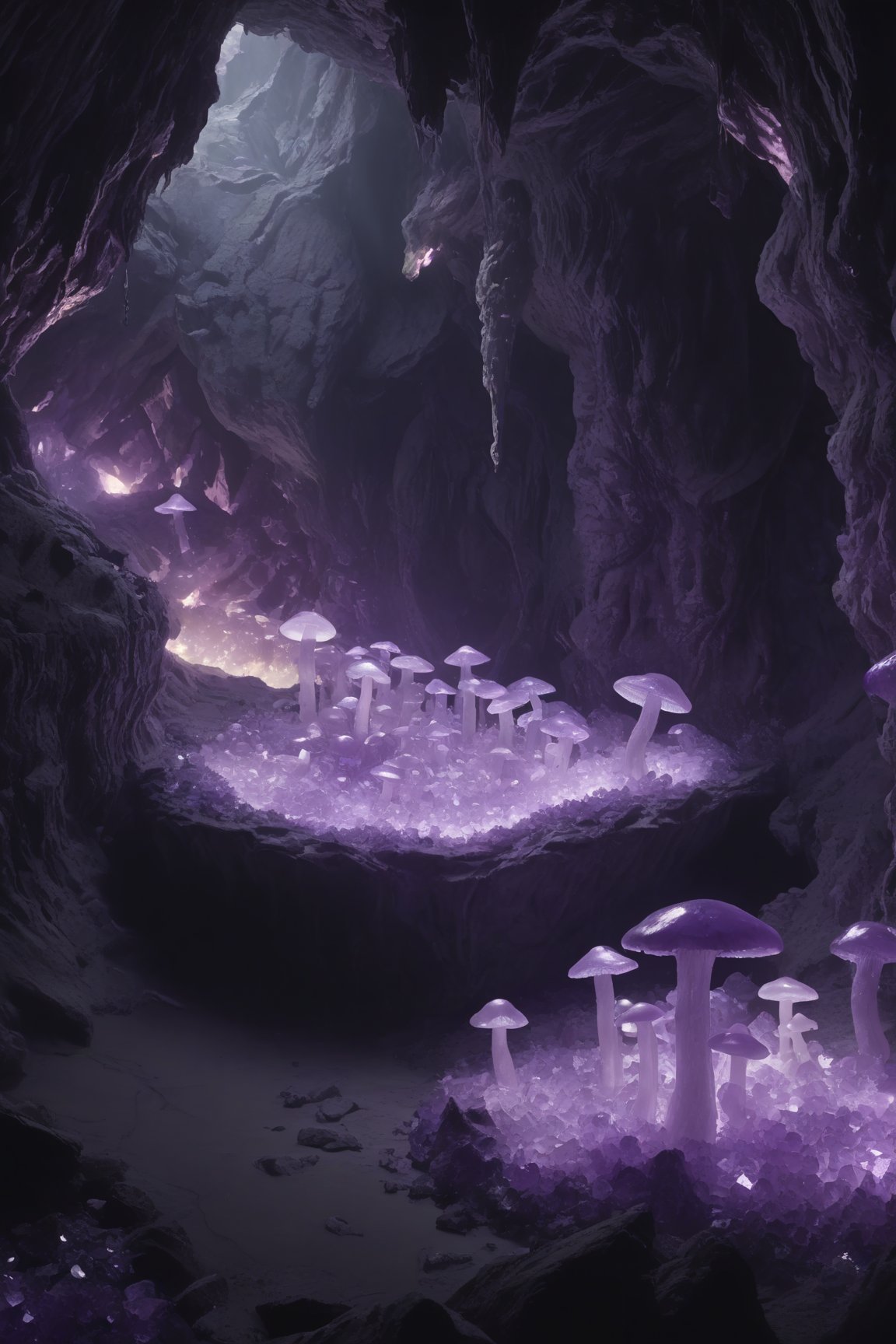 Magical amethyst cave with gem | image created by maehara | Tensor.Art
