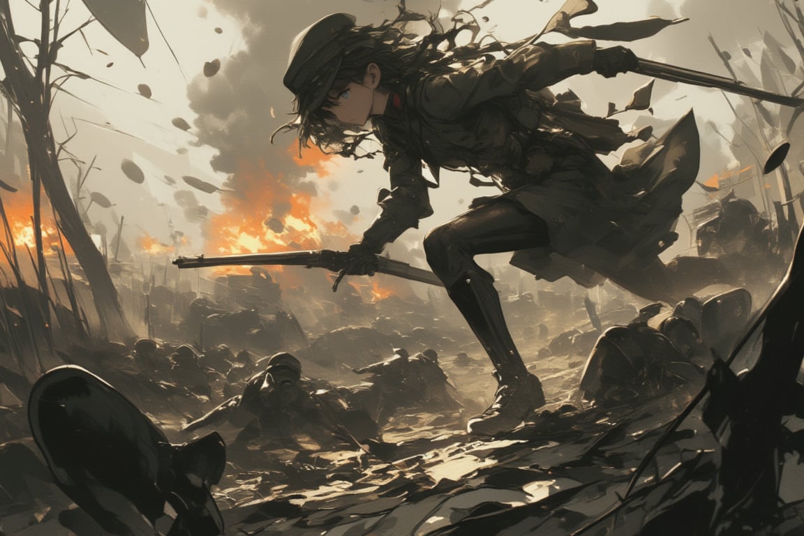 World War I battlefield, bruta | image created by maehara | Tensor.Art