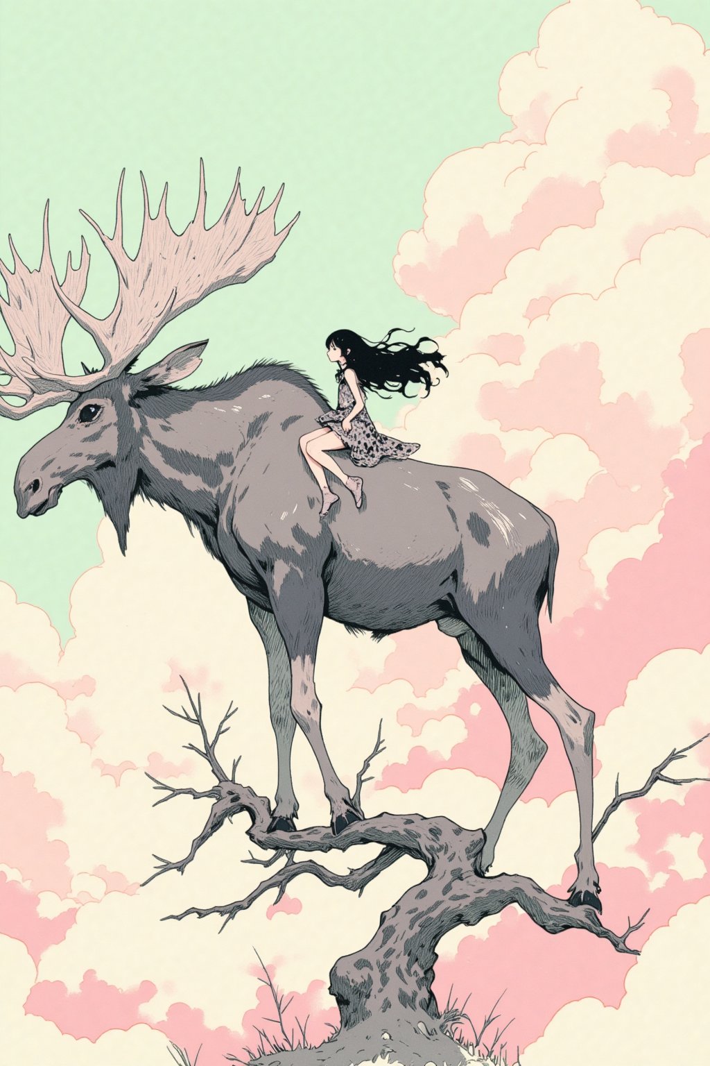 A young girl with flowing long | image created by maehara | Tensor.Art