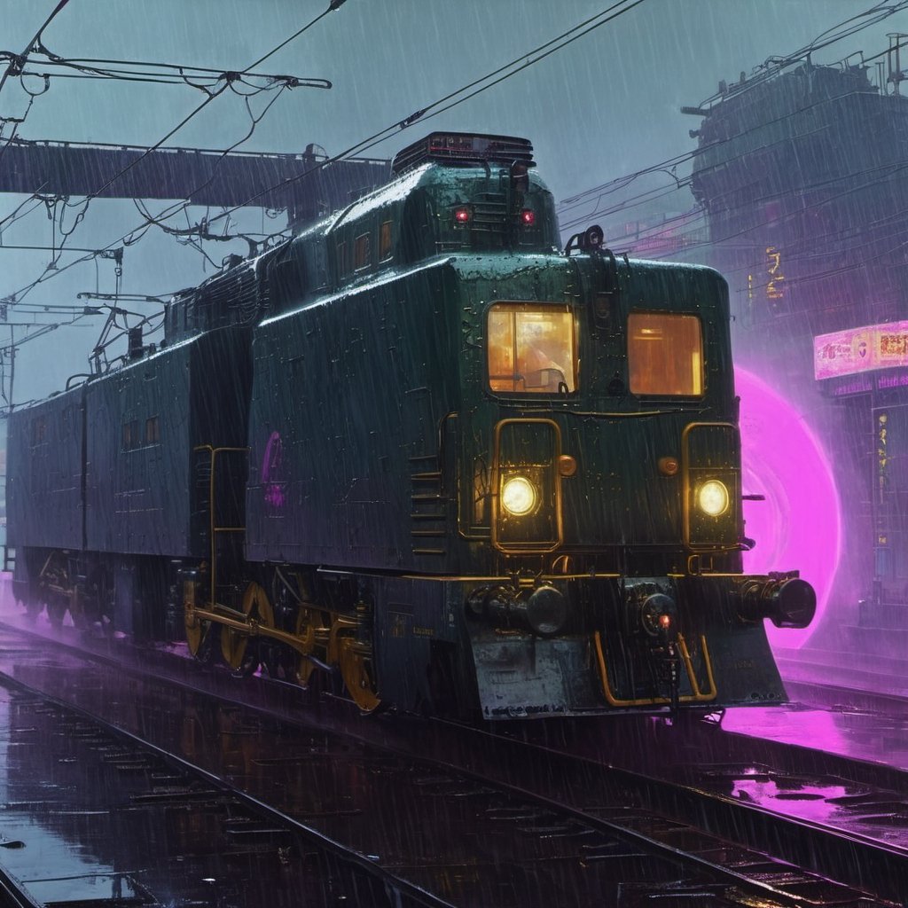 A cybernetic cyberpunk locomot | image created by Umbros | Tensor.Art