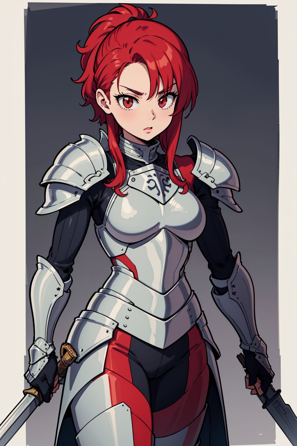 cute female knight with red ha | image created by aaamovaaa854 | Tensor.Art