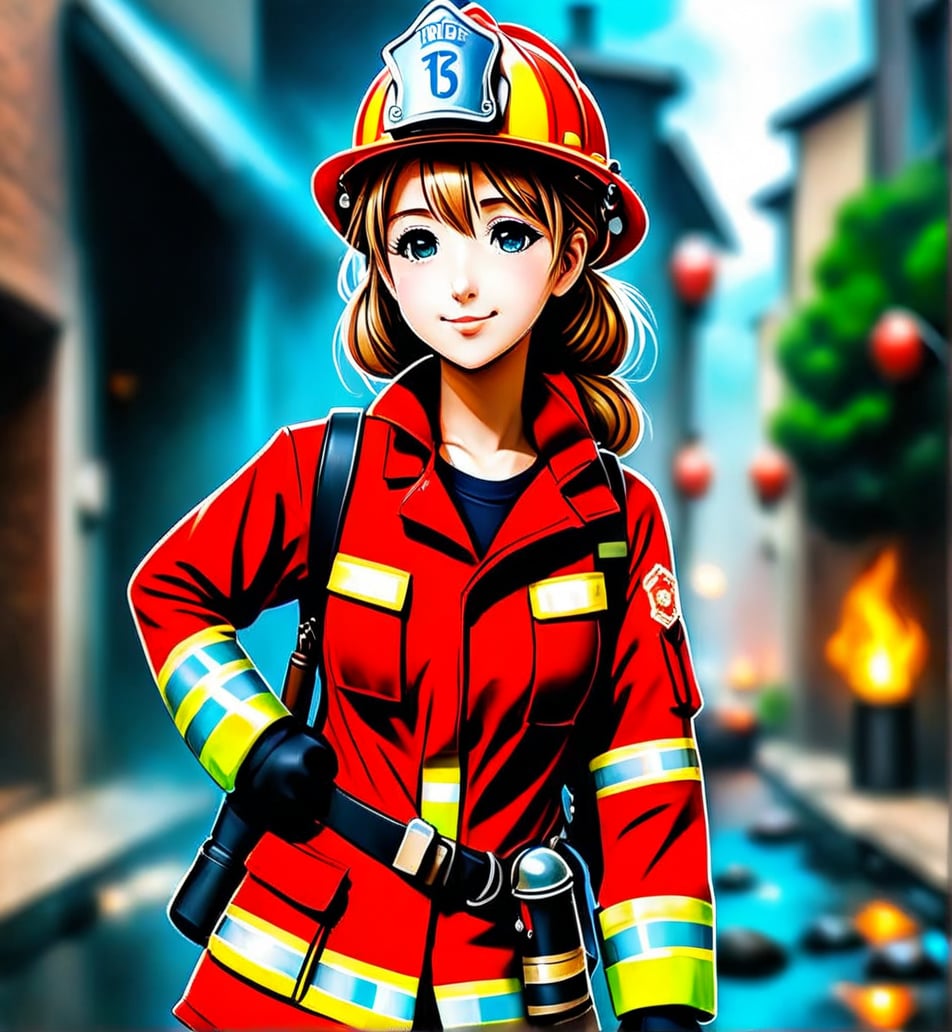 Fireman woman | image created by Ai boo | Tensor.Art