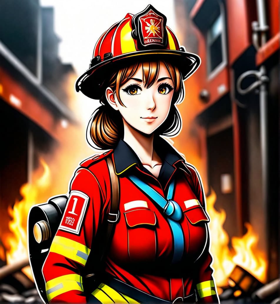 Fireman woman | image created by Ai boo | Tensor.Art