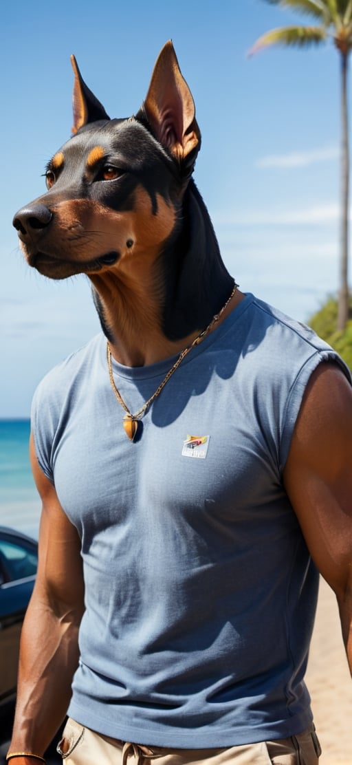 create a human with dobermann | image created by Decyfer30 | Tensor.Art