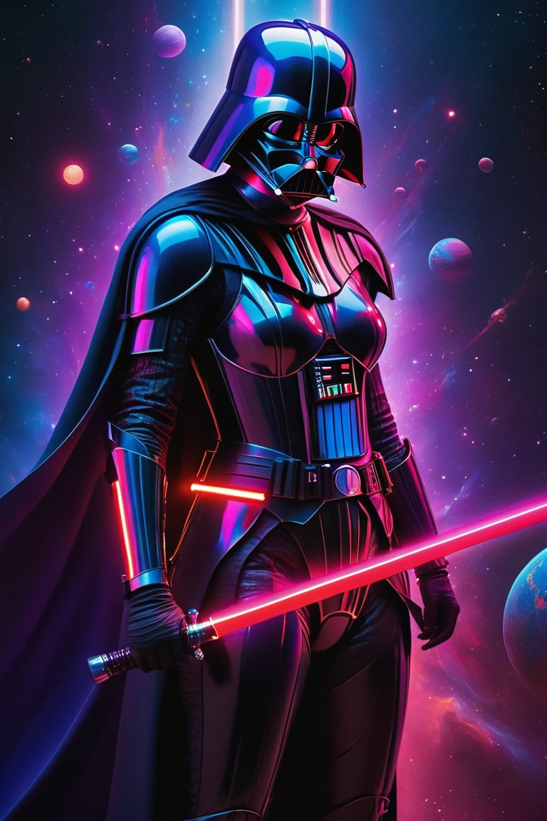 A woman clad in Darth Vader ar | image created by Daghost68 | Tensor.Art