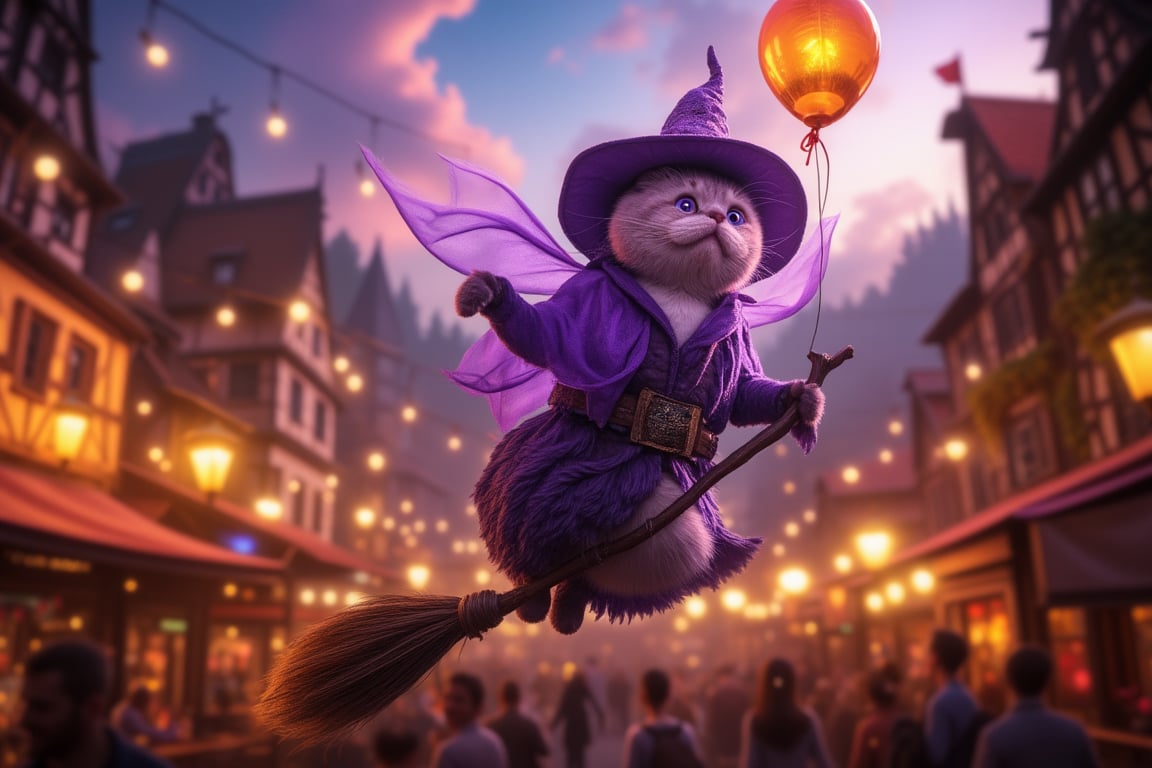 A mystical purple cat, donning | image created by Chongas | Tensor.Art