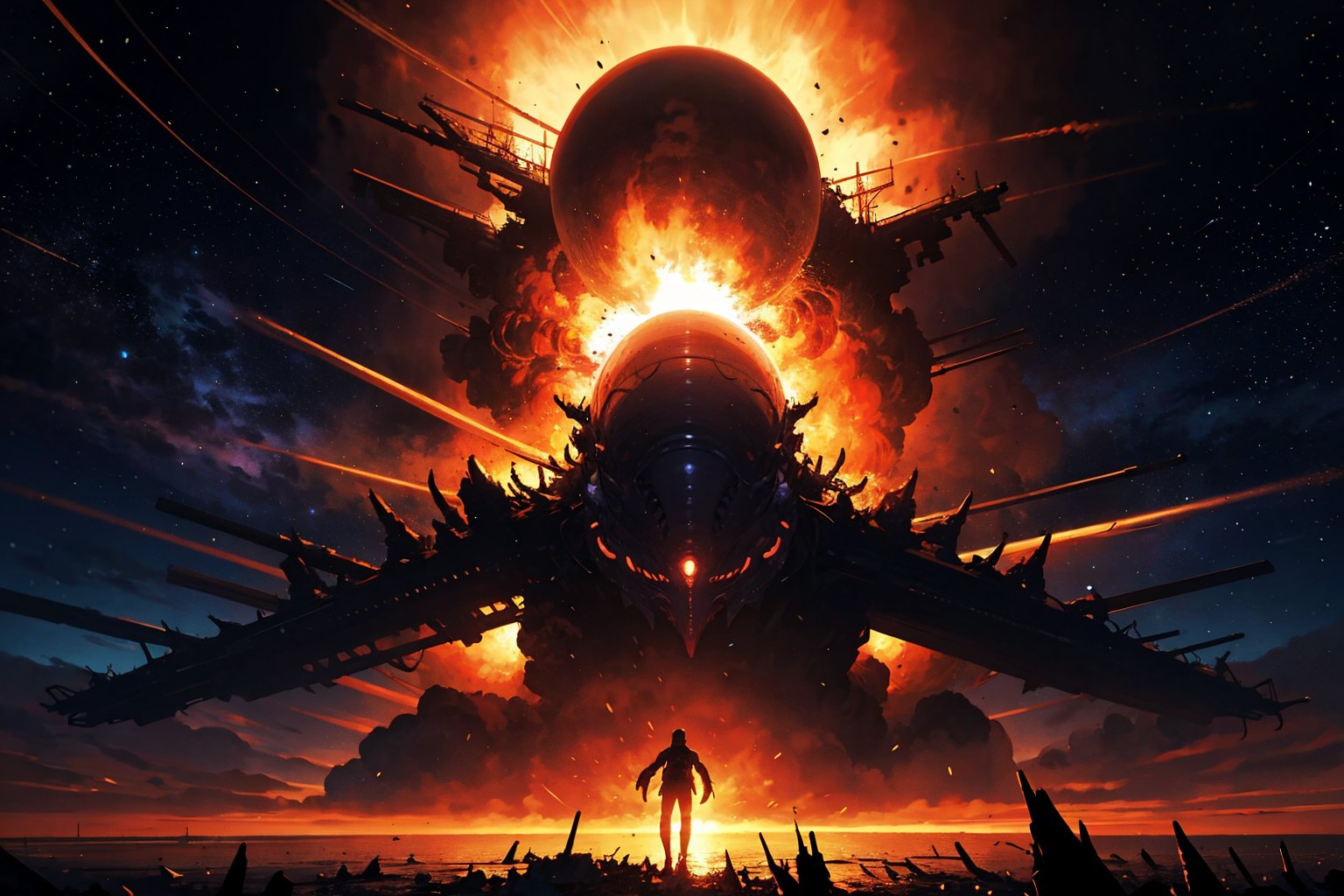 two gigantic alien ships that | image created by Chongas | Tensor.Art