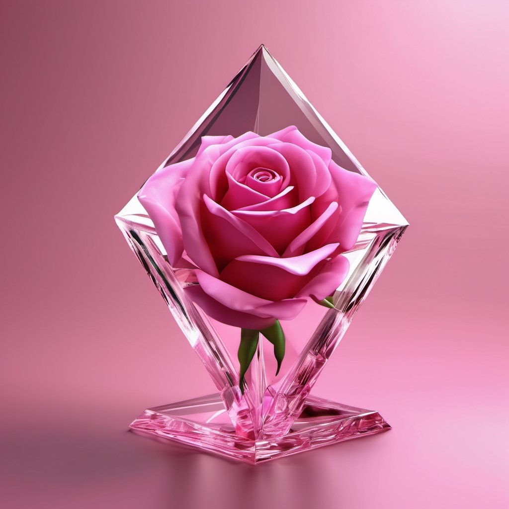 glass pink rose like shape of | image created by bun | Tensor.Art